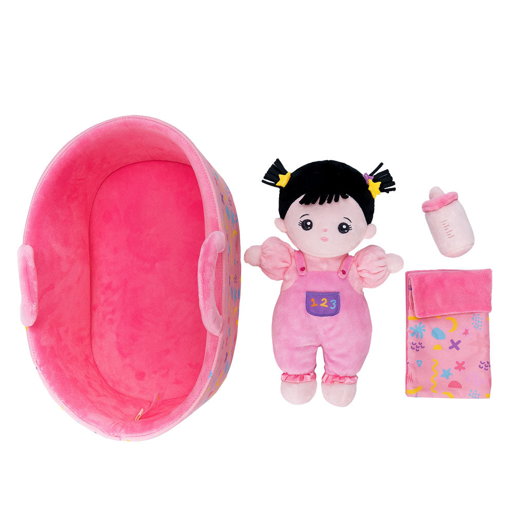 Poupée Personnalisée Cheveux Noirs Première Naissance Avec Berceau ...